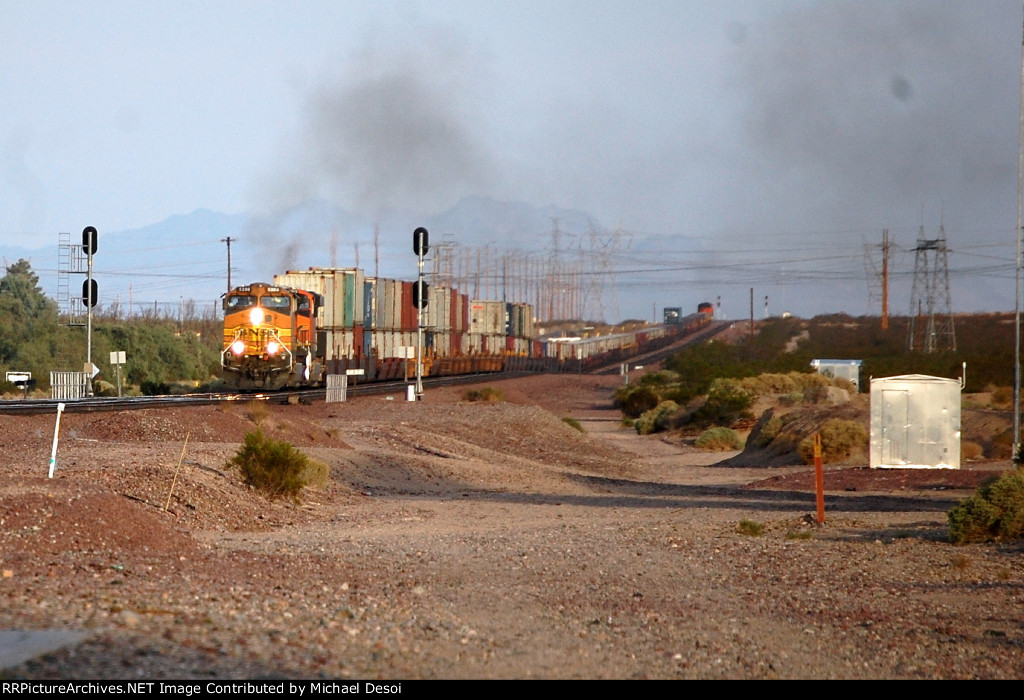 BNSF C44-9W #5396 leads a westbound intermodal through the